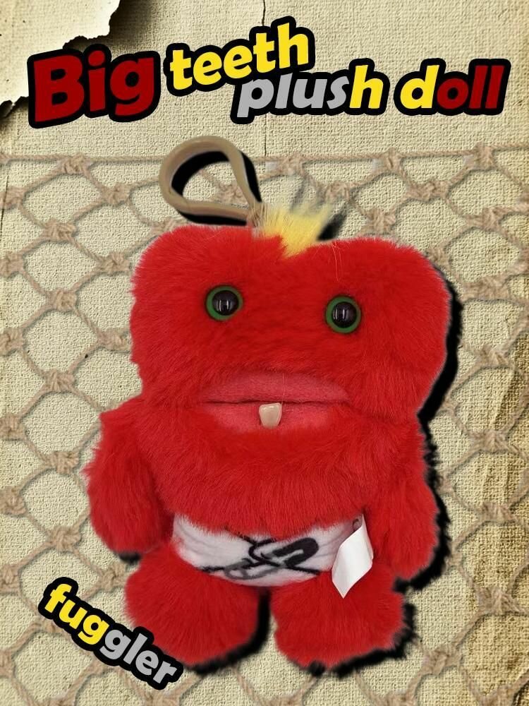 Мягкая игрушка Fuggler Фуглер зубастый пушистый пятнистый монстр с тремя глазами, 12 см