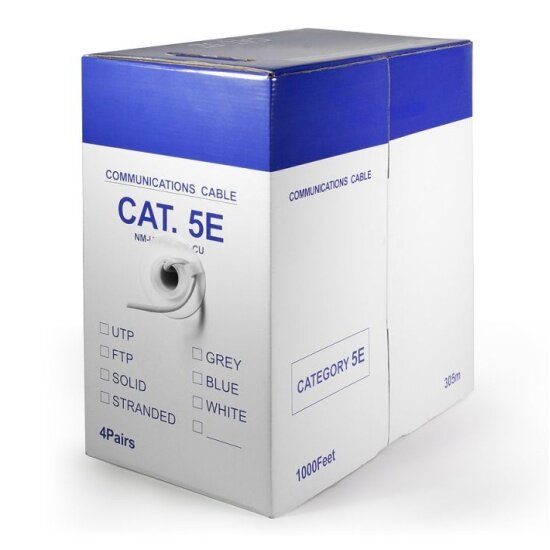 Кабель витая пара Newmax UTP, 4 пары, Кат. 5e, серый, 305м в кат, NM-UTP5E4PR-CU