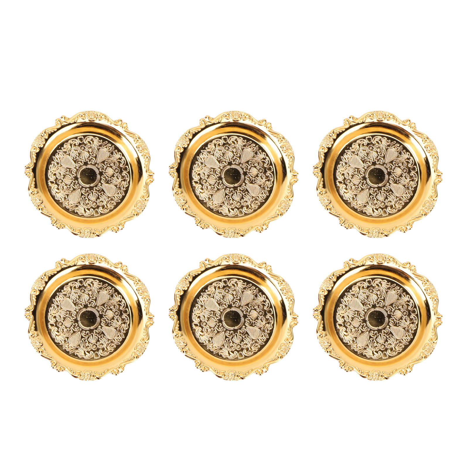 6 шт. тарелка для закусок, металлическая ручная резьба, декоративная золотая пластина 9 см для вечеринки