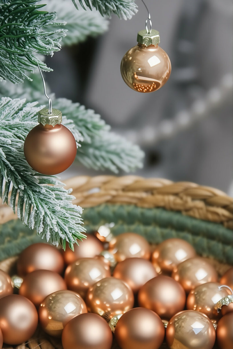 Стеклянные шары делюкс матовые и эмалевые цвет: миндальный, 25 мм, упаковка 24 шт, Winter Deco 1001396