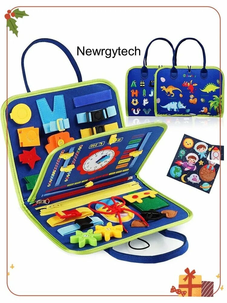 Бизиборд мягкий дорожный; Занятая доска Монтессори, Сенсорная игрушка для малышей, Развивающие игры для развития мелкой моторики рук, подарок для мальчиков и девочек