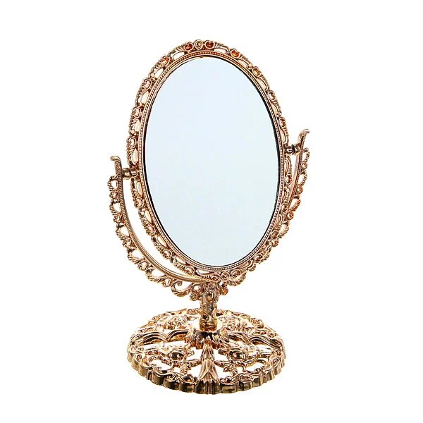Настольное зеркало "Версаль-Овал", в пластиковой оправе, двустороннее, цвет золото, 20 см
