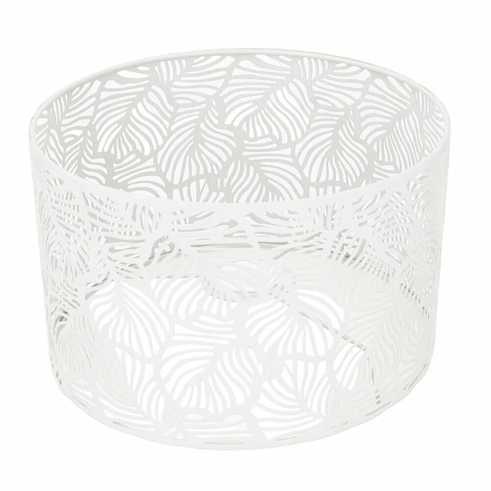 Ажурный металлический абажур E27/E14 белый с листьями