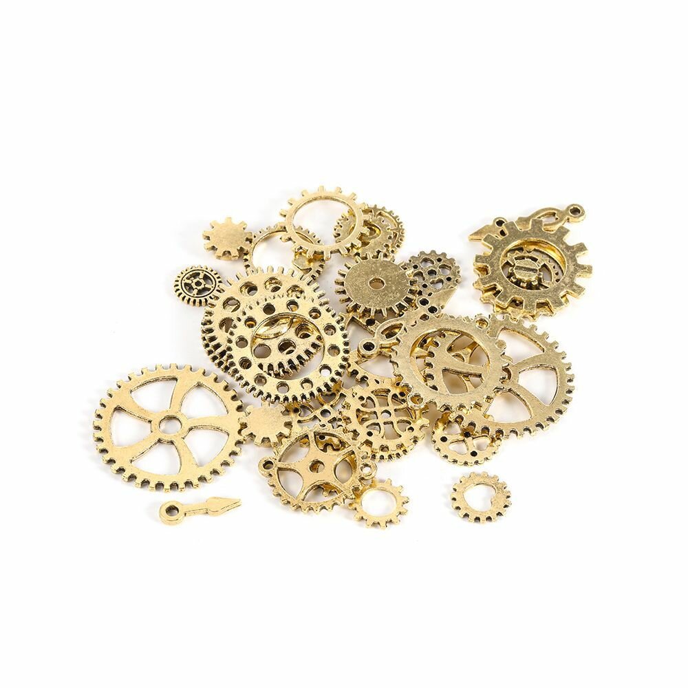 Металлические шестеренки для заливки эпоксидной смолой и творчества, фурнитура для украшений, набор 50 г и стимпанк