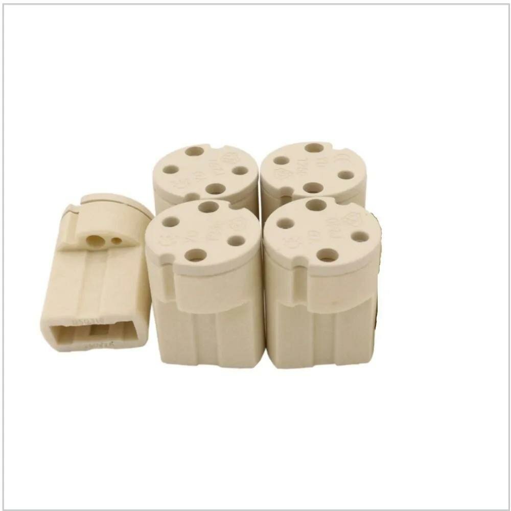 Розетка для ламп G9 керамическая 110-220V 3A с кабелем, 5 штук в упаковке, для галогенных ламп, светодиодных ламп, кварцевых ламп, потолочных светов, прожекторов, высоковольтных ламп G9 (220V/40W), с предустановленными проводами для быстрой установки,