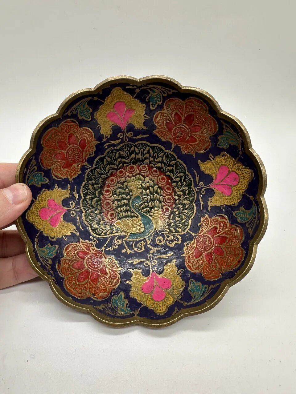 Ваза Винтажная из латуни расписная 70 годы СССр-Индия