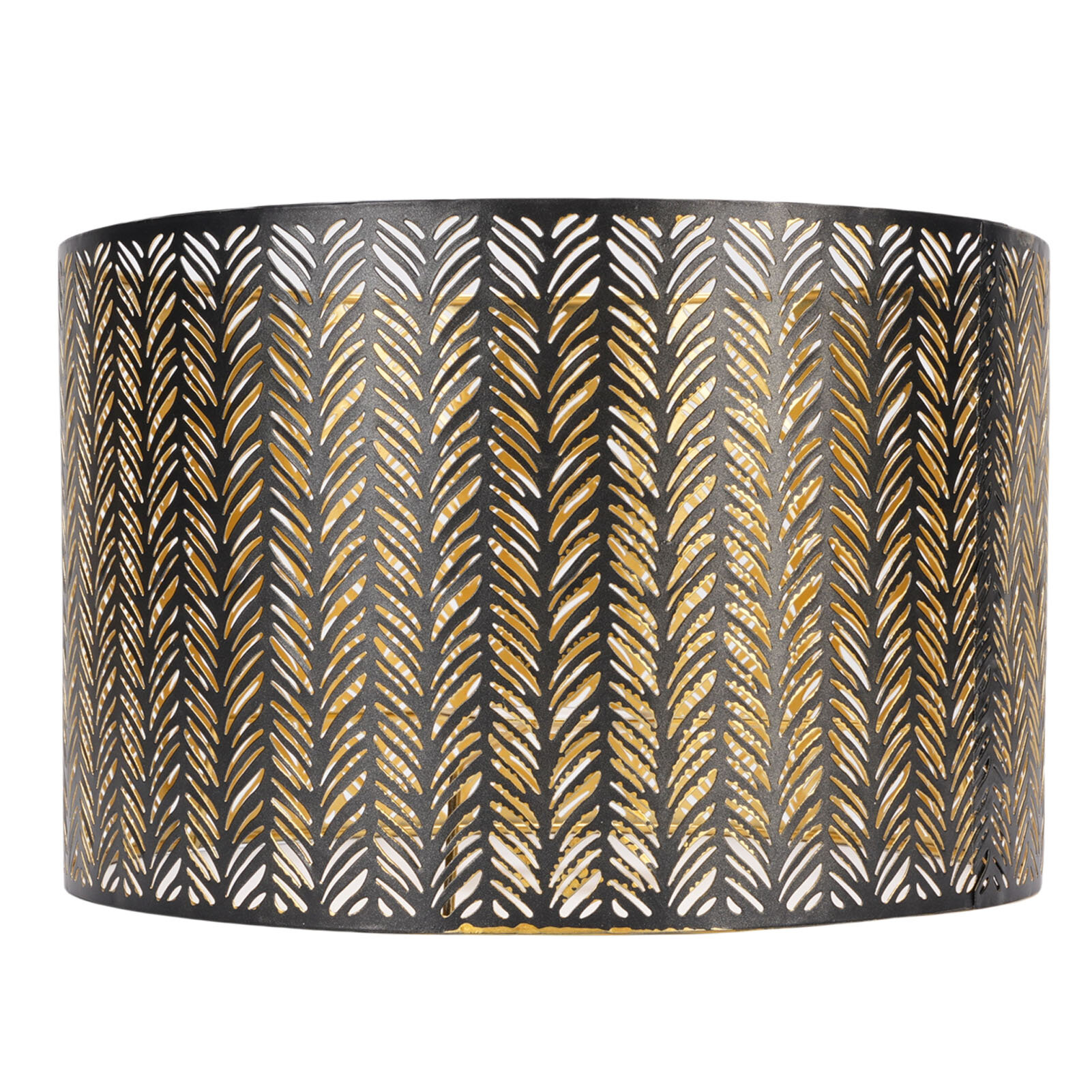 Металлический абажур E14 E27, цилиндрической формы, с выемкой в виде листа, декоративный абажур для настольной, настенной и потолочной лампы, черно-золотой.