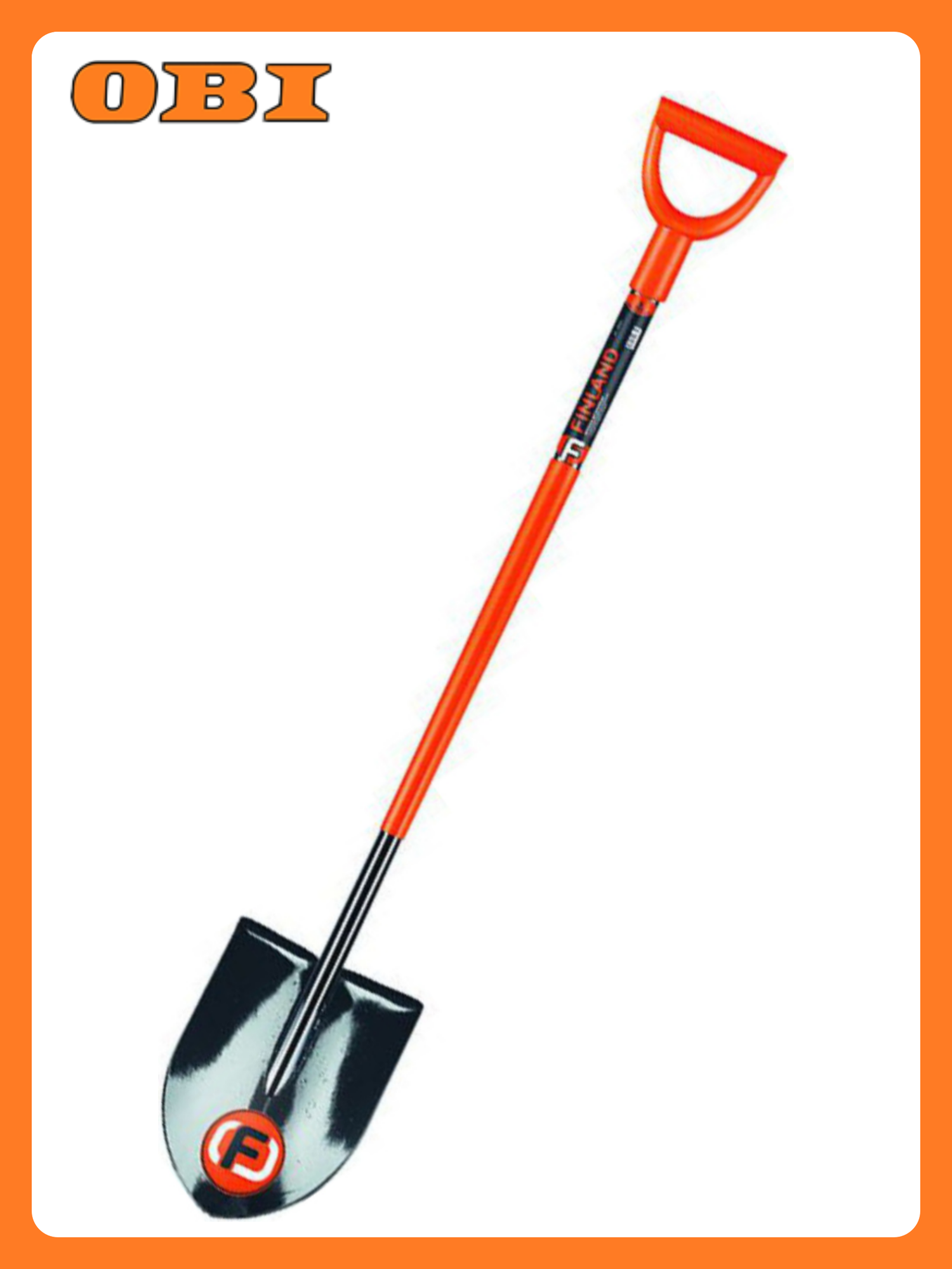 Лопата FINLAND 1931, штыковая, с черенком, оранжевая, 123.5 см