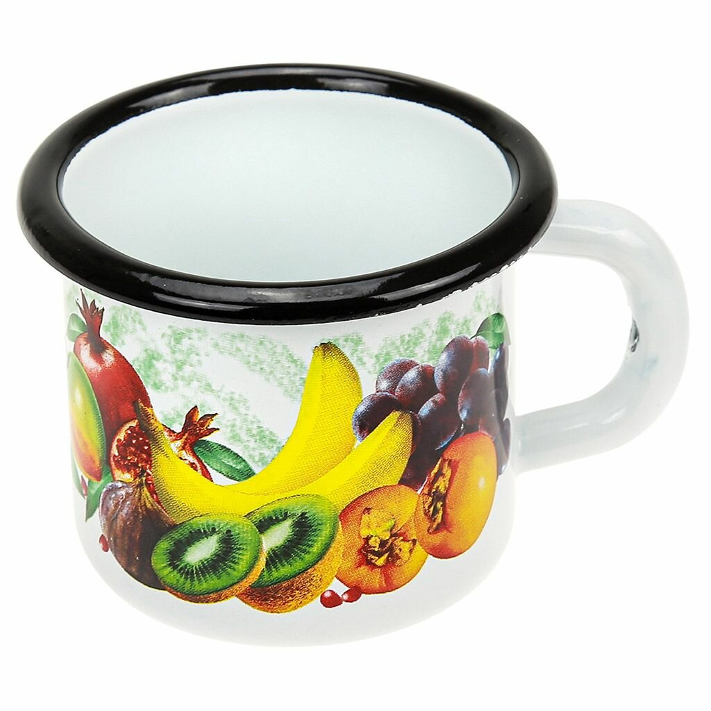 Кружка эмалированная Домашняя Мода эмалированная "Экзотика", 250 мл, диаметр 7 см, высота 7 см, белый (1с1с)