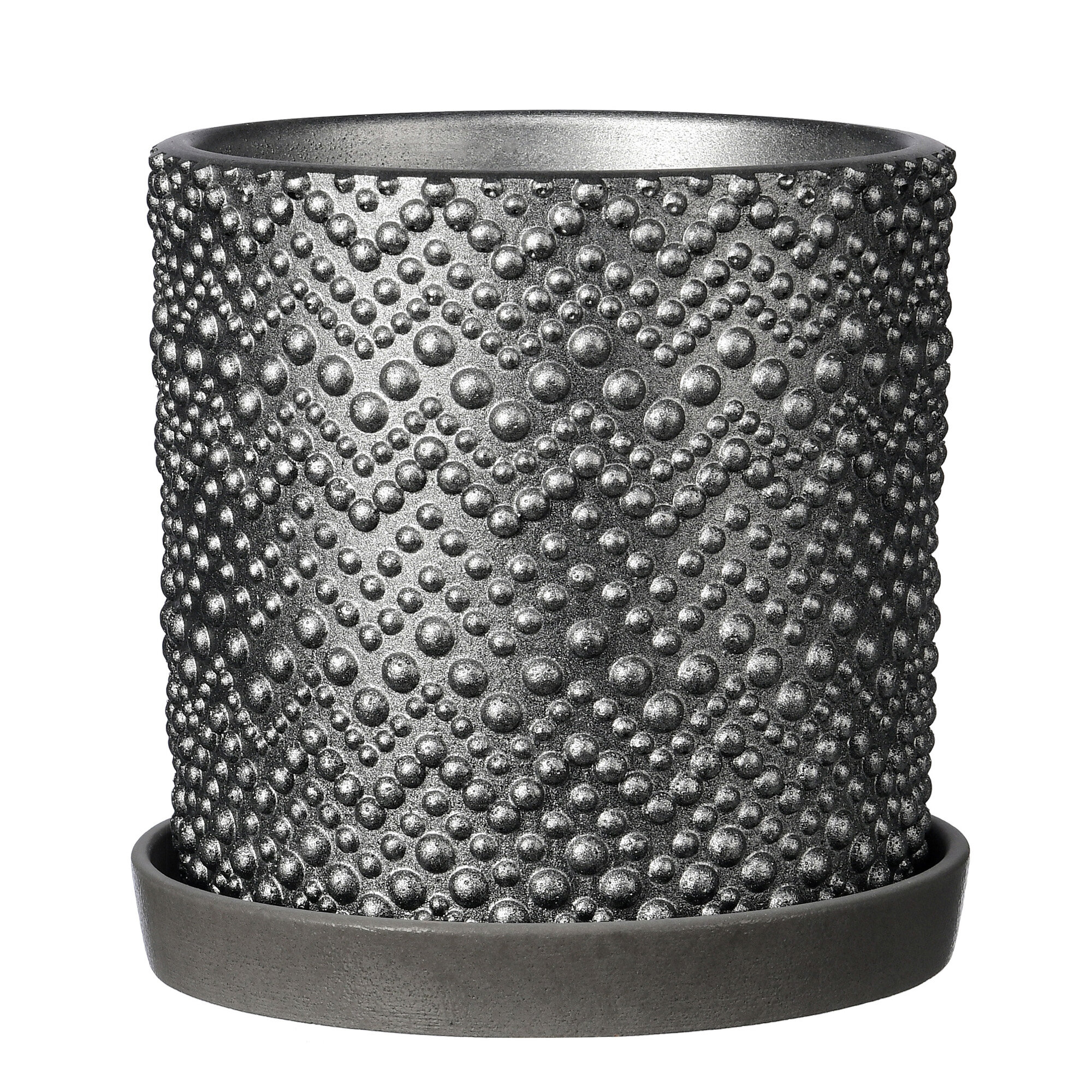 Кашпо бетонное бисер темно-серый цилиндр №2