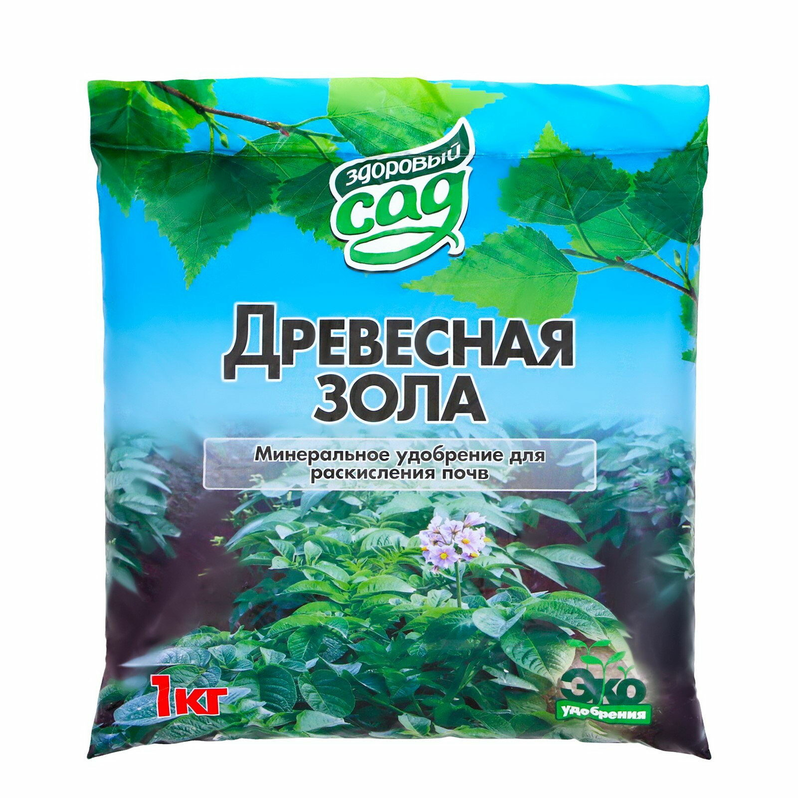 Зола древесная, 1 кг, состав (действующее вещество): калий, область применения: для овощей