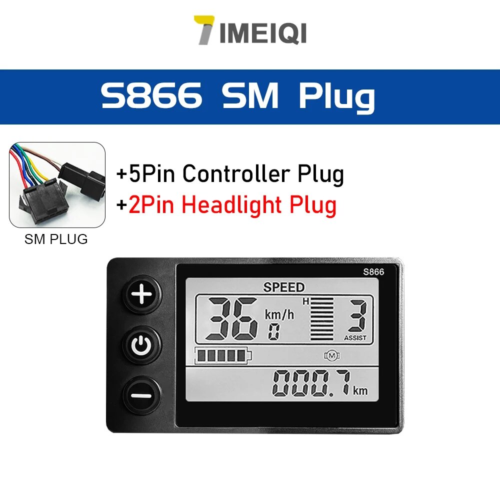 Контроллер Ebike Sinawave 24 В/36 В/48 В 17A 26A 30A 40A 45A с ЖК-дисплеем S866 для 250 Вт-2000 Вт, детали для преобразования двигателя ступицы колеса