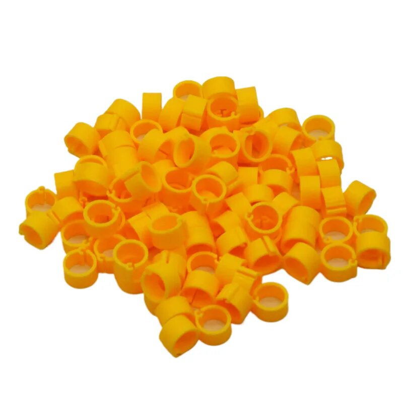 Пластиковые кольца для ног птиц 100 шт. Желтый, YELLOW
