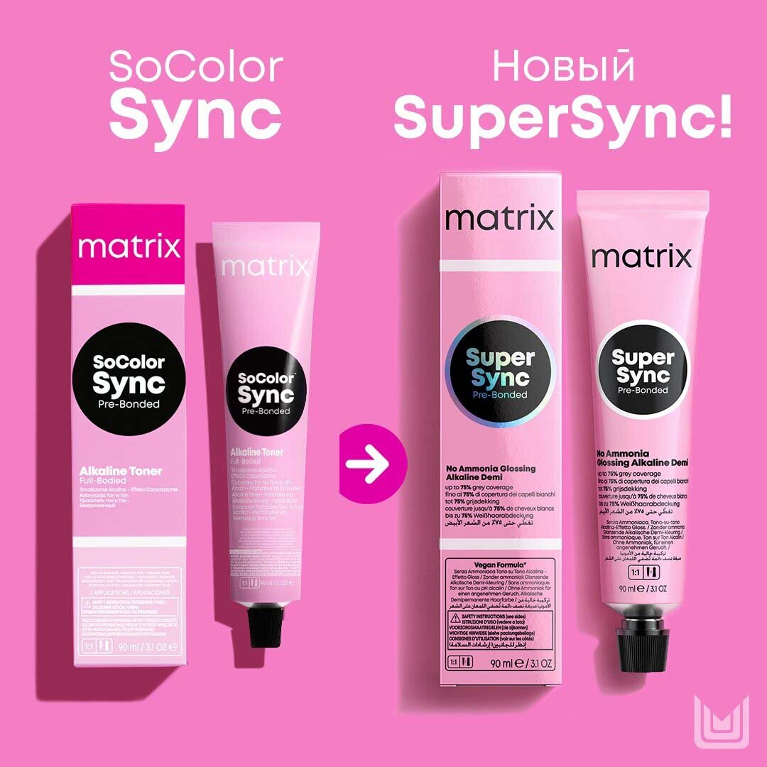 Matrix SoColor Super Sync 11A 11.1 Краситель для волос тон-в тон Ультра светлый блондин пепельный, 90 мл