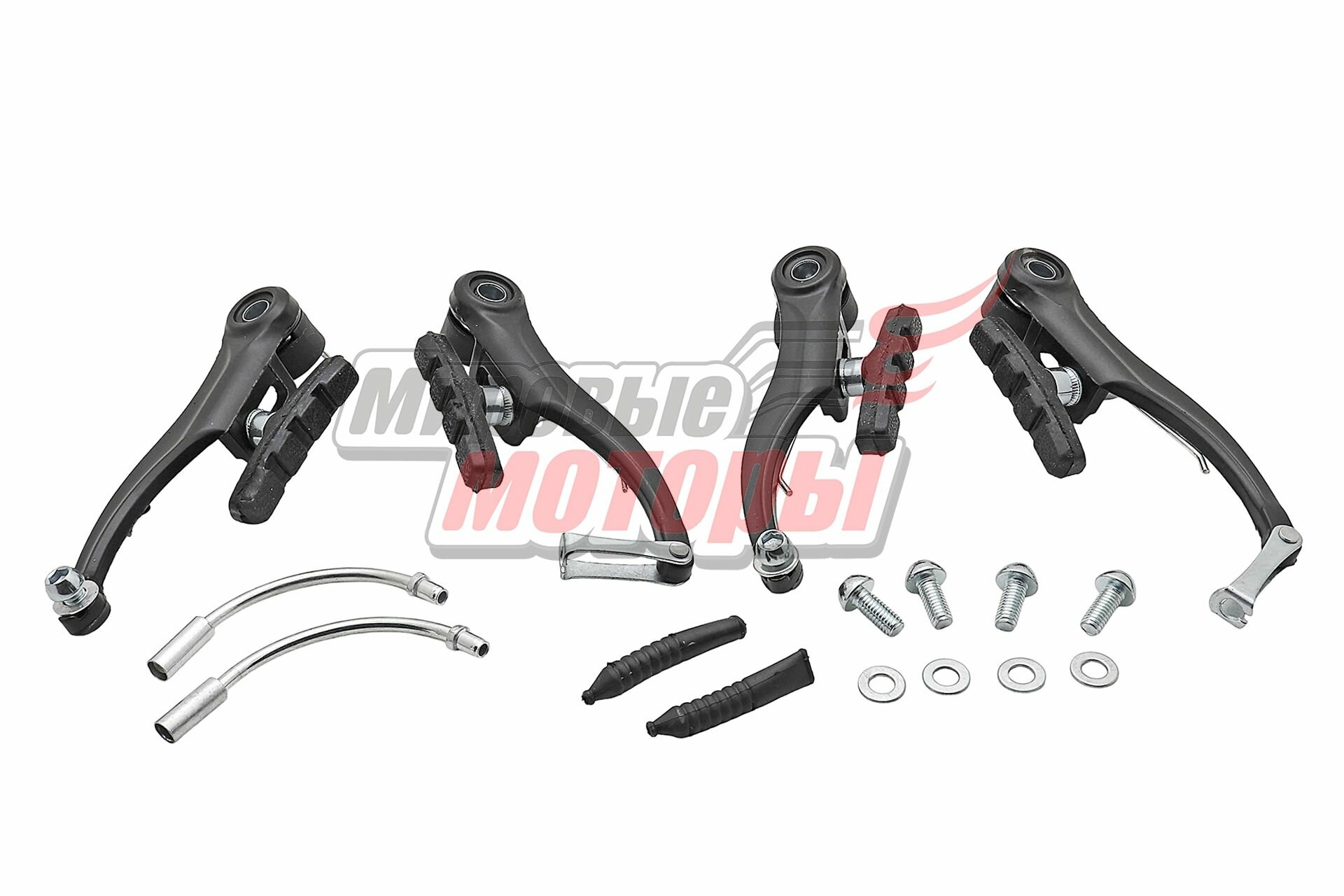 Тормоз v-brake алюминиевый (набор передний+задний) "ALHONGA" без ручек и тросиков, черный (HJ-811AD7)