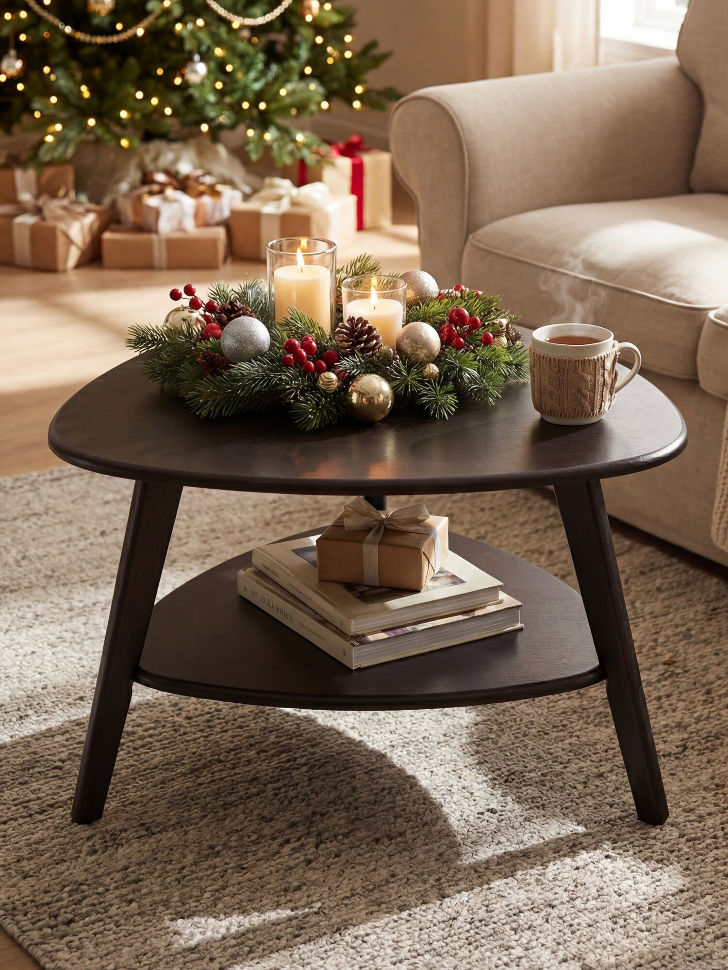 Столик журнальный IFERS Бруклин кофейный, с полкой цвет венге/венге