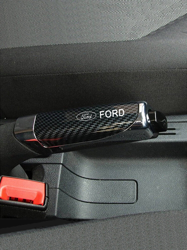 Чехол ручного тормоза автомобиля Ford, украшение ручного тормоза с рисунком из углеродного волокна, 1 шт.