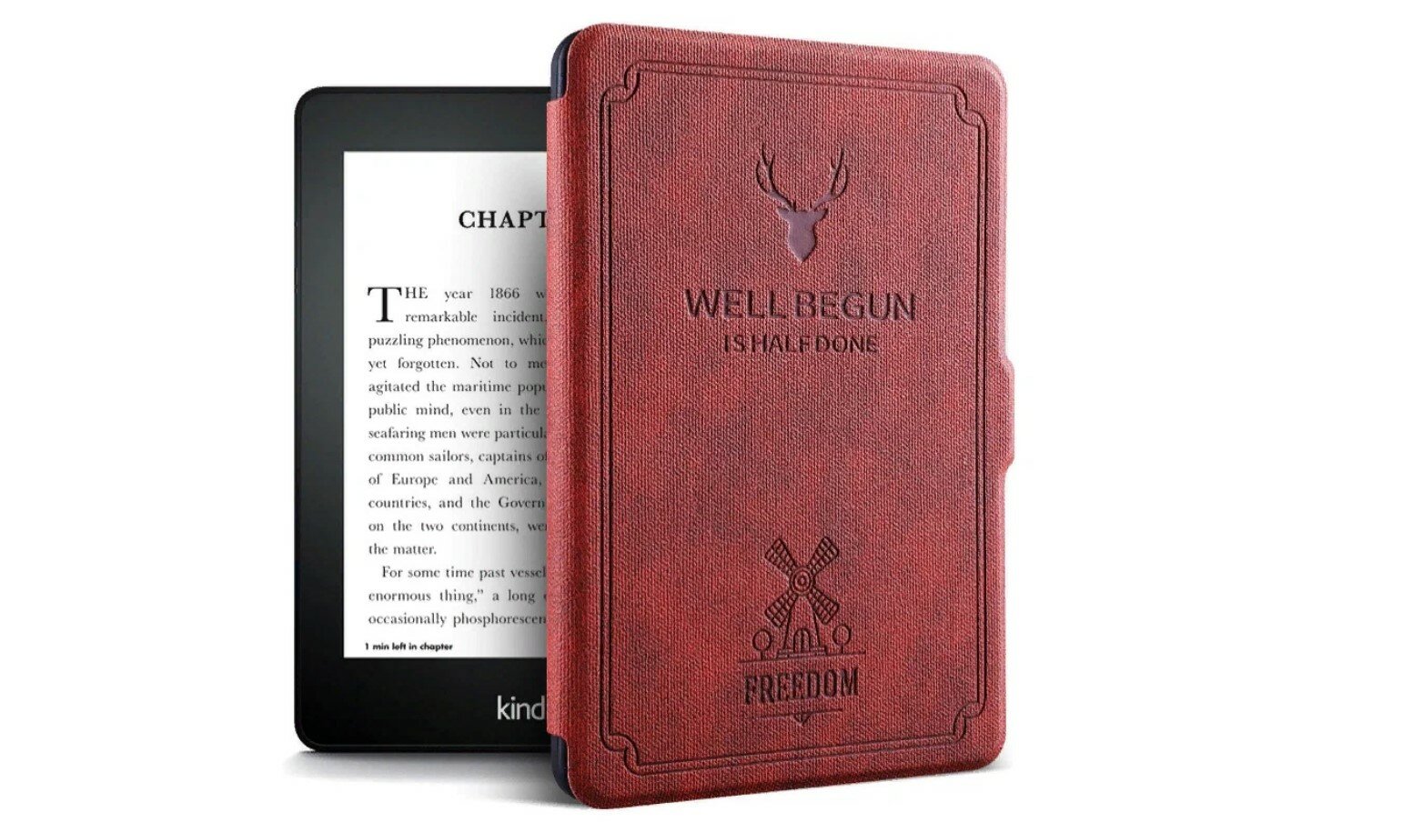 Чехол MyPadsдля Amazon Kindle PaperWhite 2018 из эко-кожи класса премиум книга в стиле Винтаж под старину красный