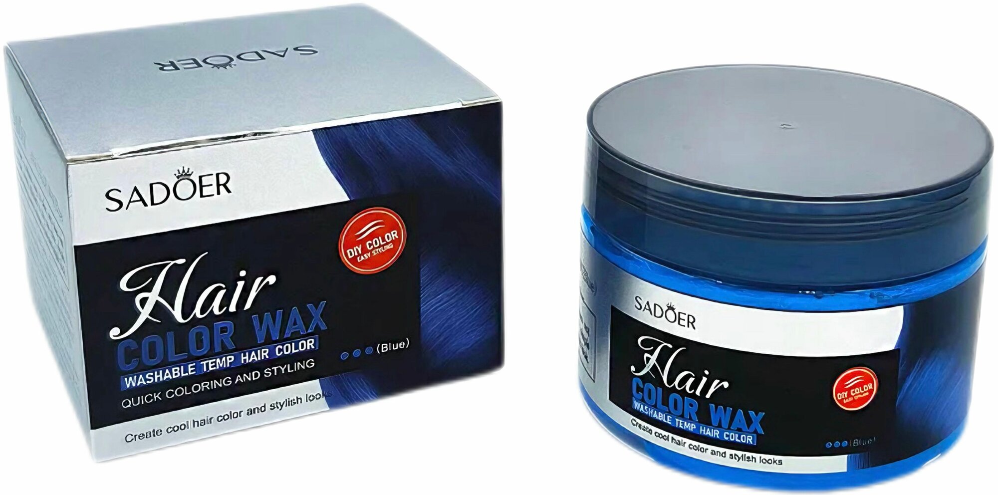 SADOER Краска воск для волос смываемая Синий 120 гр.