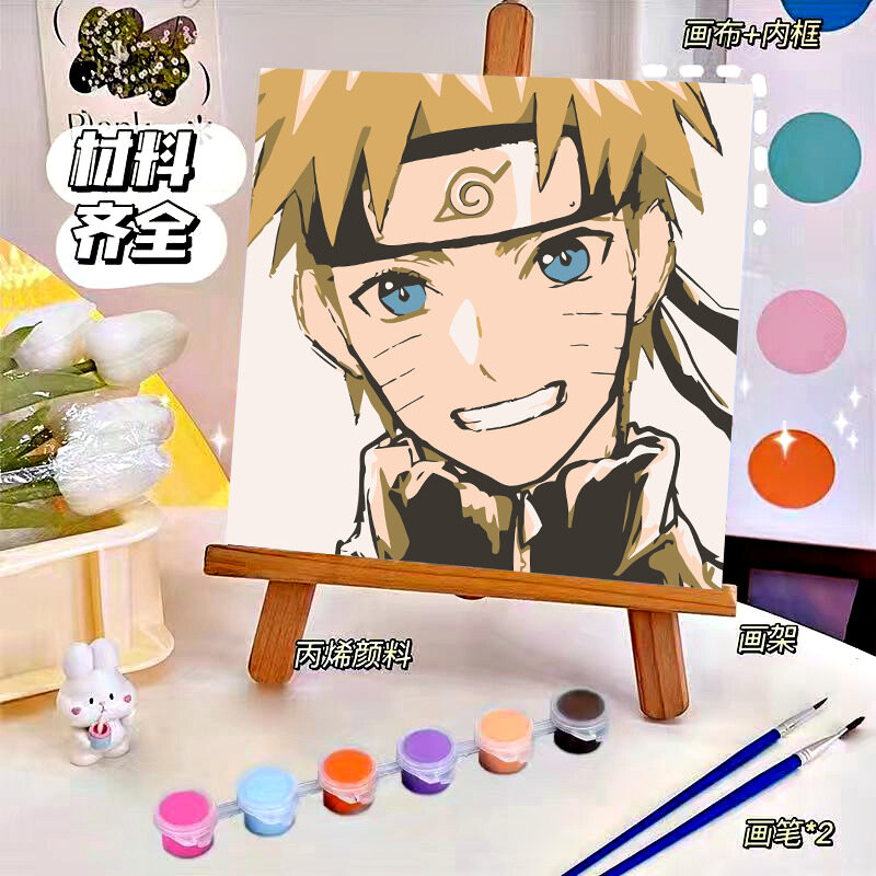 Цифровая картина маслом 20*20, аниме, раскраска маслом, ручная роспись маслом, декор для спальни.