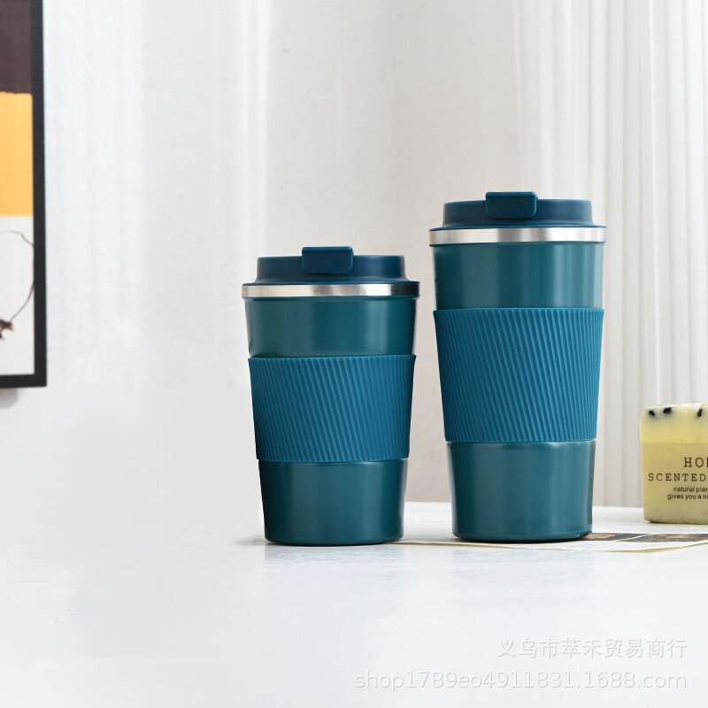 Термокружка из нержавеющей стали 304, 380 мл, синий цвет, с герметичной крышкой, удобная для автомобиля или офиса