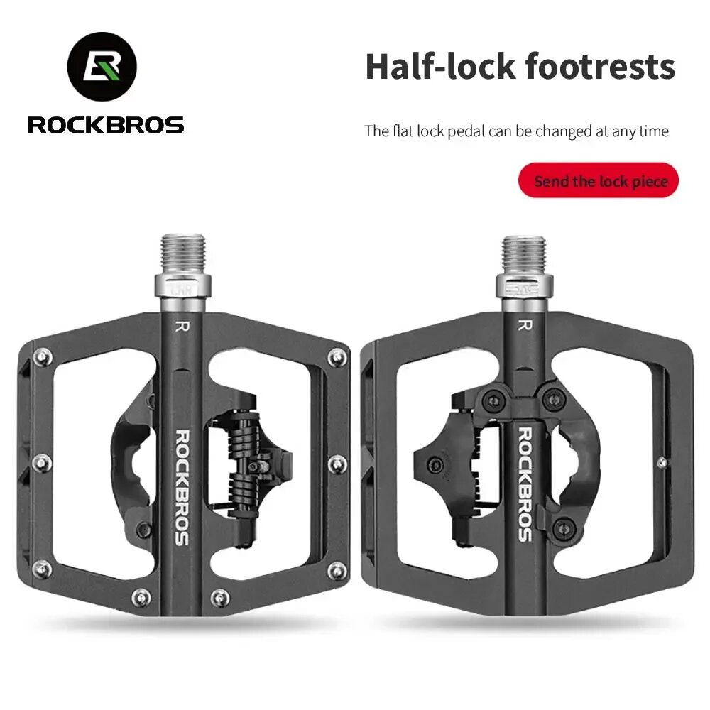 ROCKBROS Велосипедные педали SPD двойного назначения Черный, black