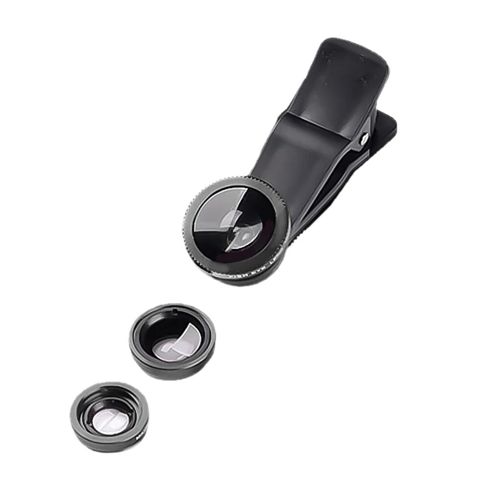 Объектив камеры мобильного телефона 3 в 1, 180 ° Объектив «рыбий глаз» + широкоугольный 0,67X + макрообъектив, комплект линз для телефона, фотообъектив для смартфонов