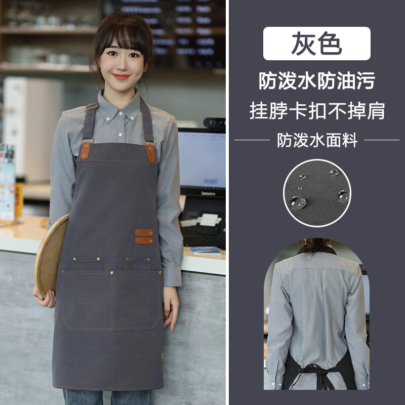 Новый водонепроницаемый и маслостойкий фартук с индивидуальным логотипом, печатный холщовый рабочий фартук, грязеотталкивающий кухонный рекламный фартук с перекрестным кроем