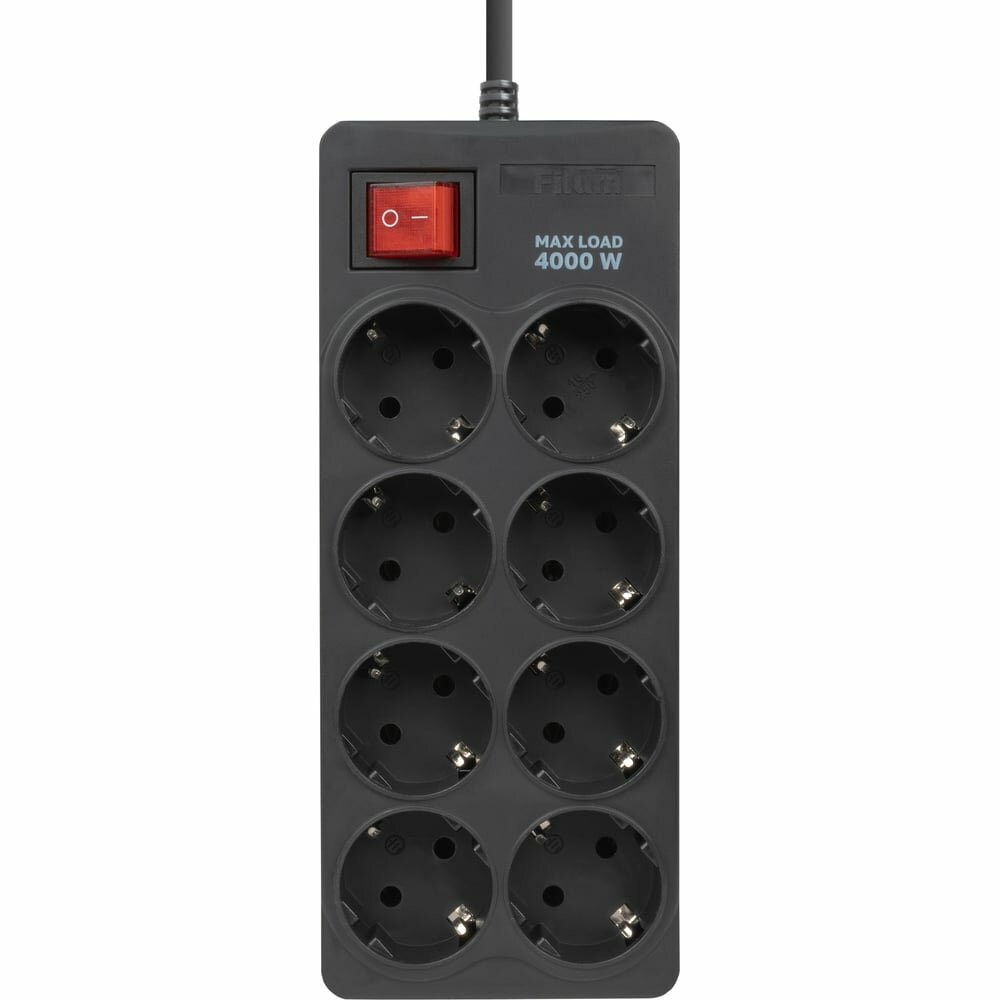 Сетевой фильтр Filum 4000 Вт, 8 розеток, шнур 3.0 м, черный FL-SP8-3.0M-16