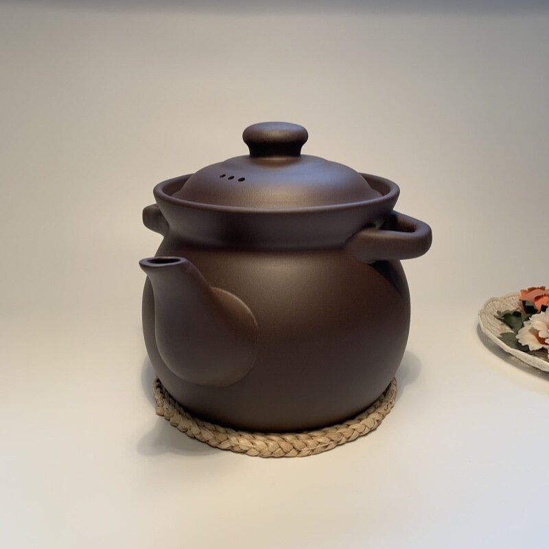 Аутентичный фиолетовый глиняный горшок Zhu Ni для супа, открытого огня, устойчивый к высоким температурам, без глазури, без покрытия, с широким горлом, подходит для каши, тушения мяса, газовой плиты, домашнего использования