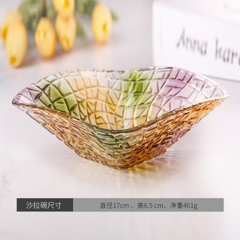 Новая тарелка с фруктами из цветного стекла frevenz Современная Минималистичная миска для конфет домашняя гостиная