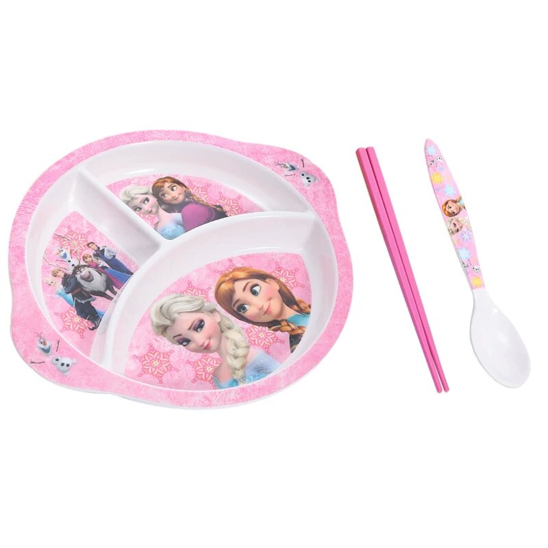 Детская тарелка для ужина, разделенная на секции, для фруктов, из меламина, ударопрочная, набор посуды, мультяшная,