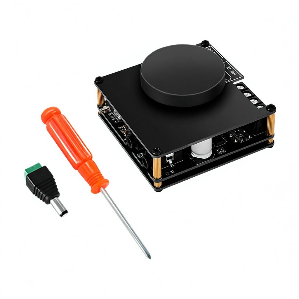 Модуль платы усилителя цифрового аудио 2 канала BT 5.1 с регулировкой высоких и низких тонов, управлением через мобильное приложение, поддержка входов AUX 3.5mm, USB-флешки, звуковой карты, материал печатная плата, источник питания DC12-24V, расстояние