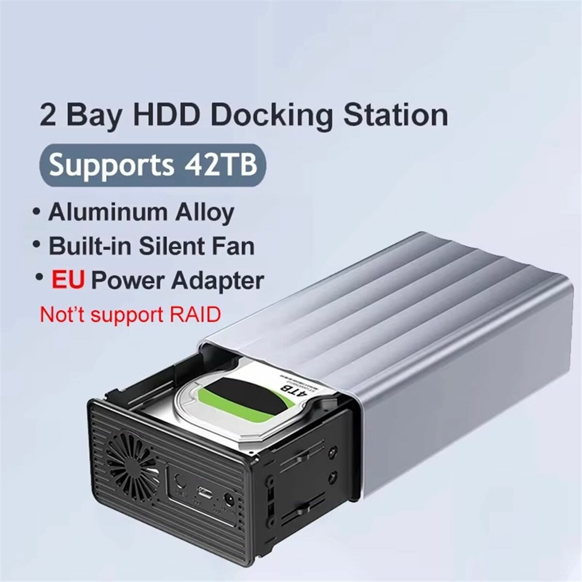 Корпус с двумя отсеками для HDD/SSD, внешний жесткий диск 2,5/3,5 дюйма, 42 ТБ, вилка ЕС