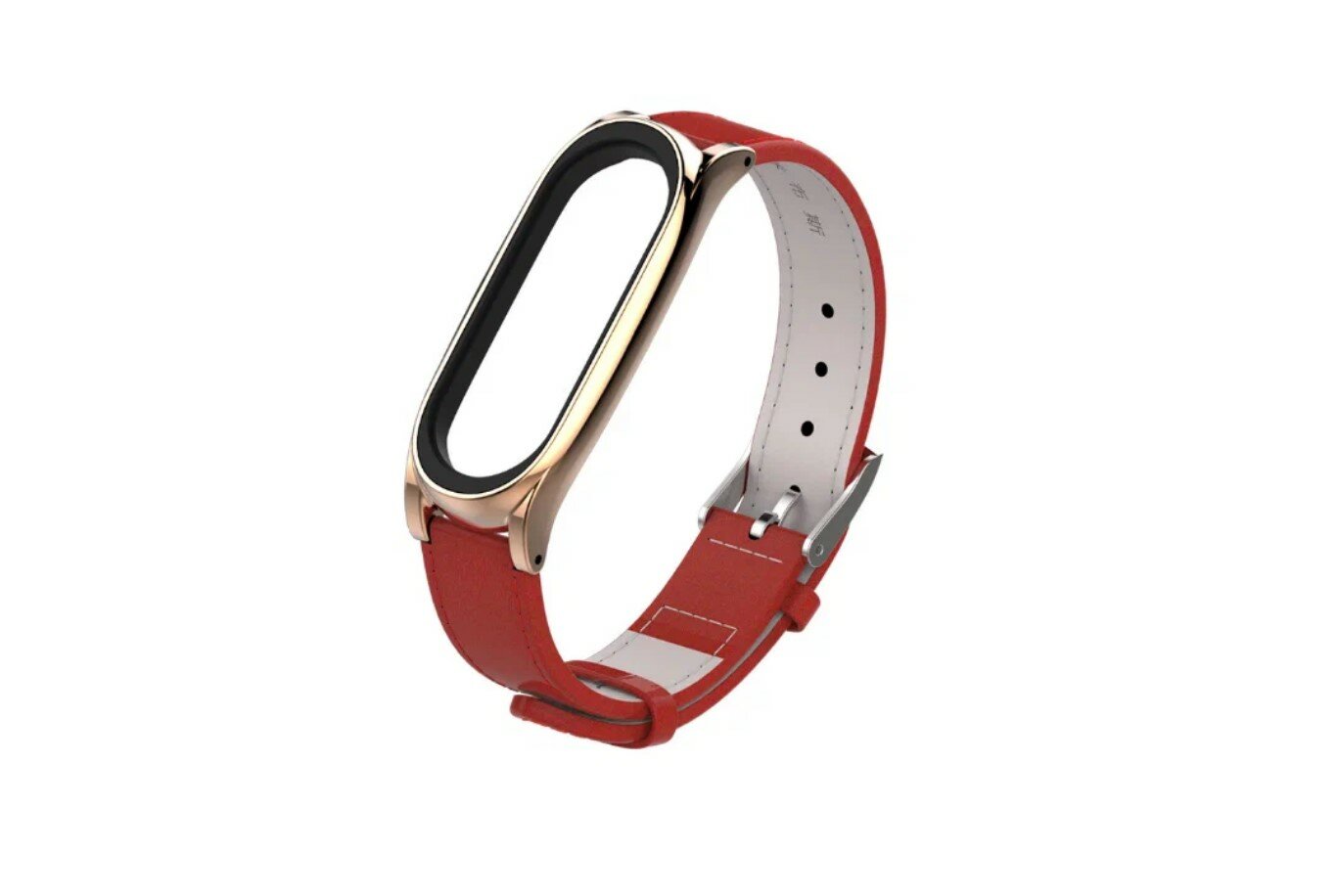 Сменный ремешок MyPads из качественной импортной кожи для фитнес-браслета Xiaomi Mi Band 5 с прошивкой (красный)