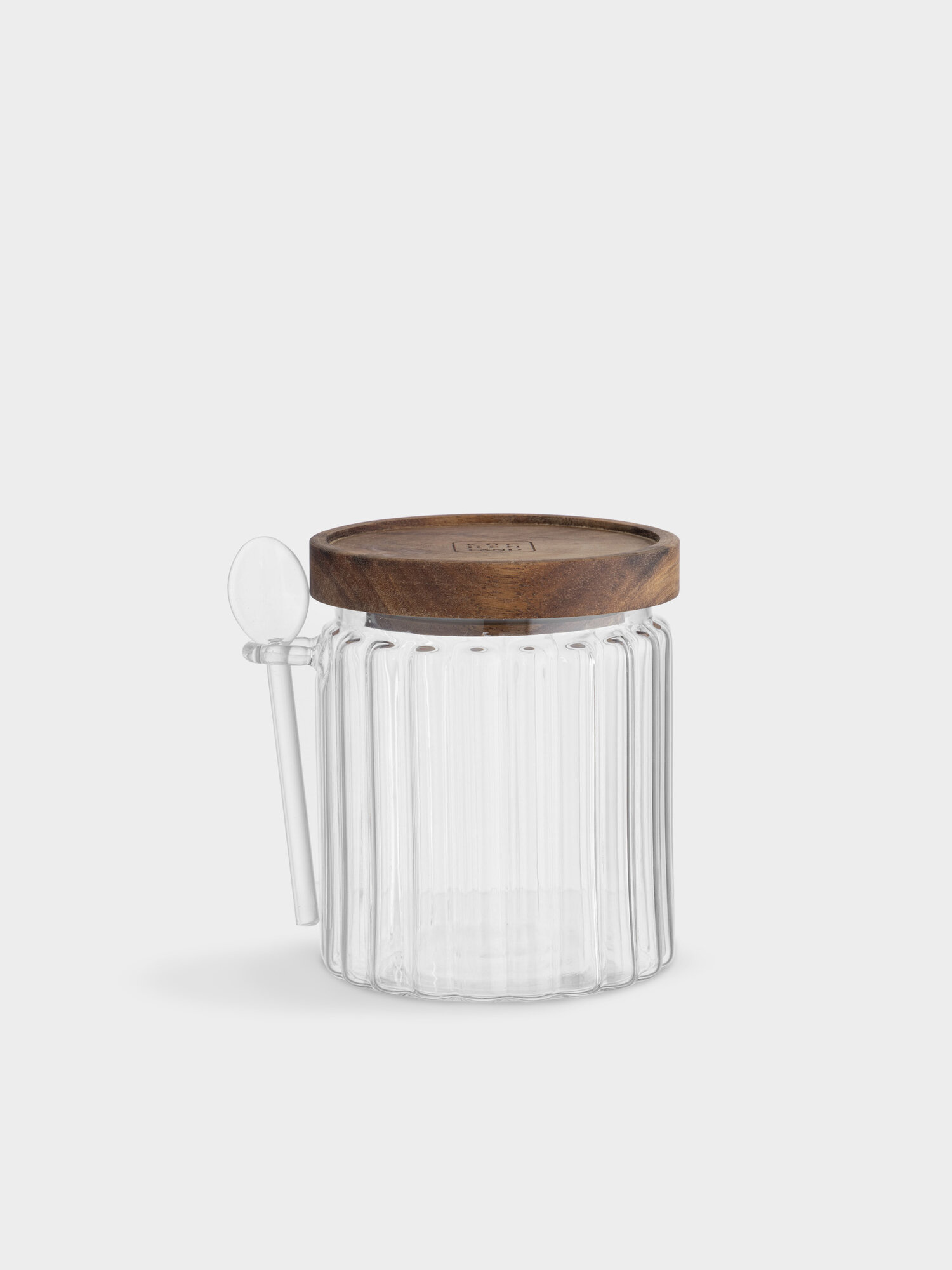 Емкость для хранения, 9x12 см, 500 мл, с ложкой, стекло Р/дерево, Ribby wood, Kuchenland