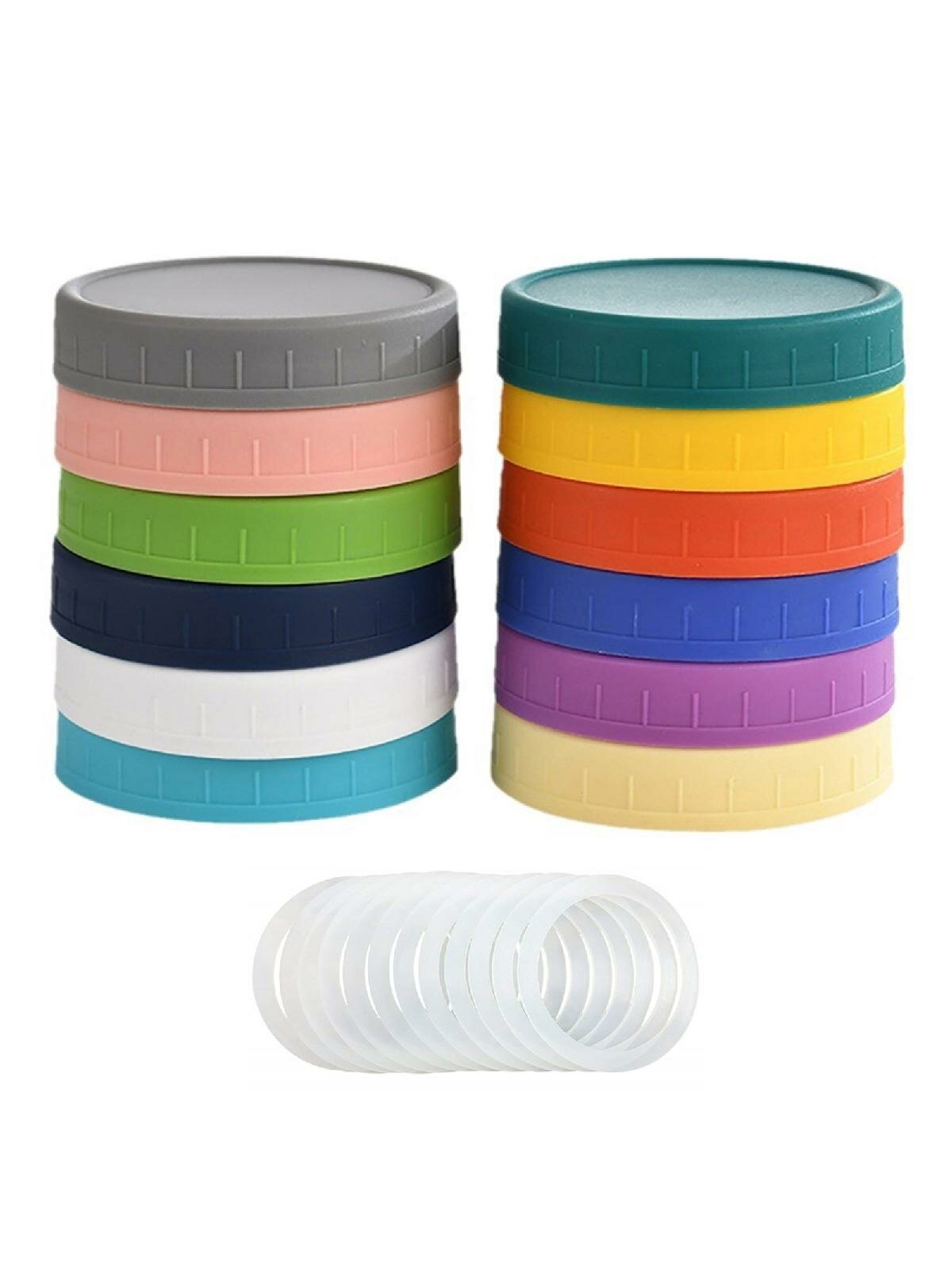12 шт. многоцветных пластиковых крышек для хранения, герметичная крышка для банок Mason