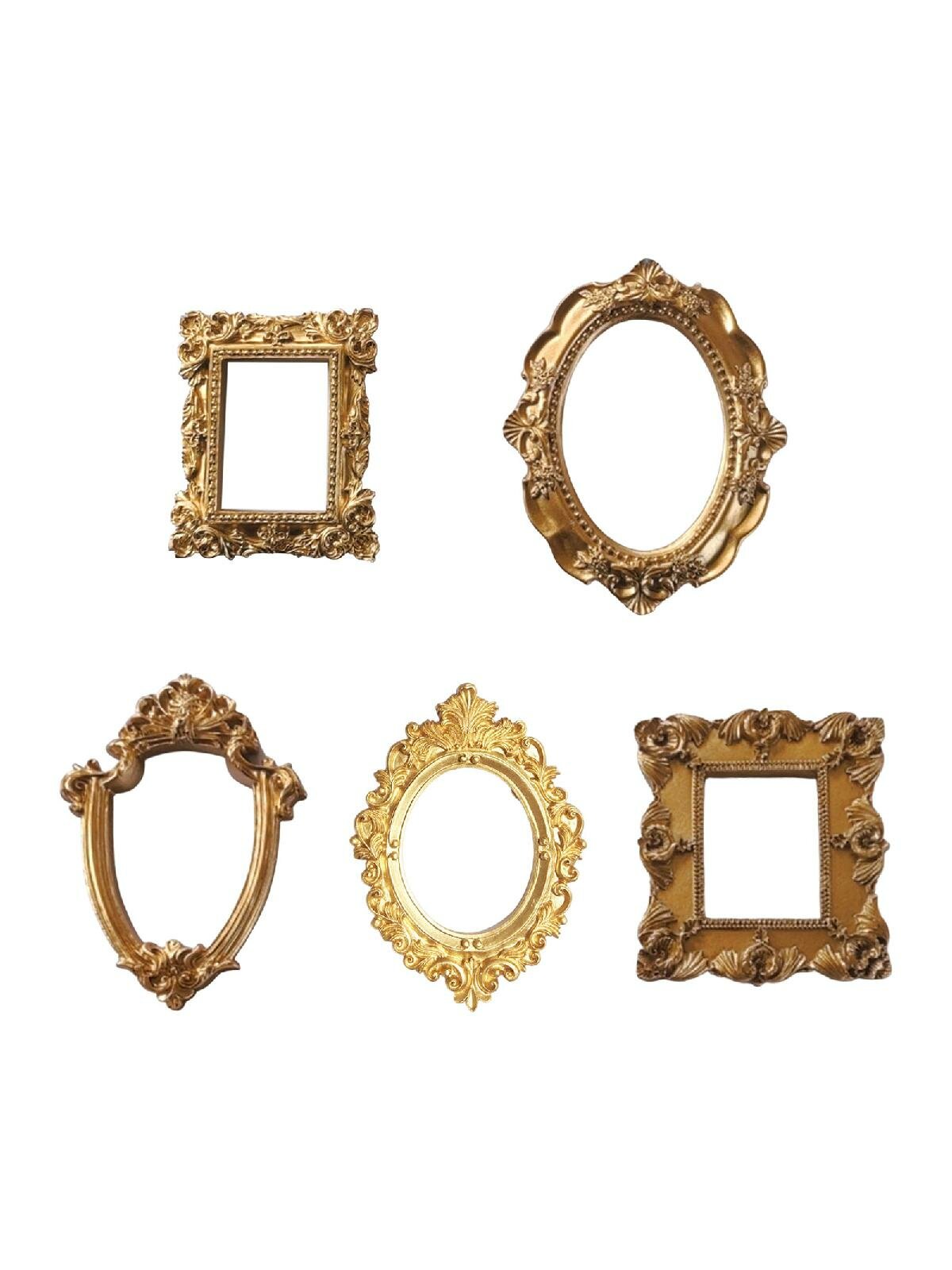 Викторианская антикварная фоторамка Мини-золотая рамка для фотографий Крошечные барочные украшения