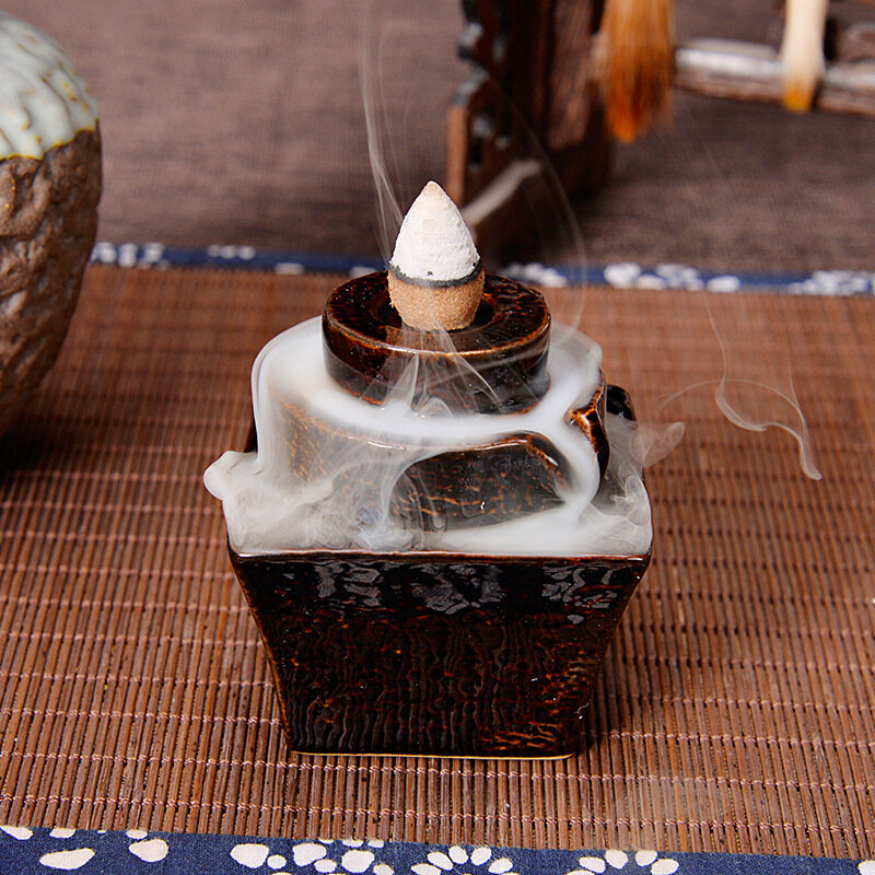 Обратный поток ароматического горелки, керамическая горная водная горелка, камень удачи, маленькая лотосовая ароматическая горелка, большая обратная ароматическая горелка из смолы