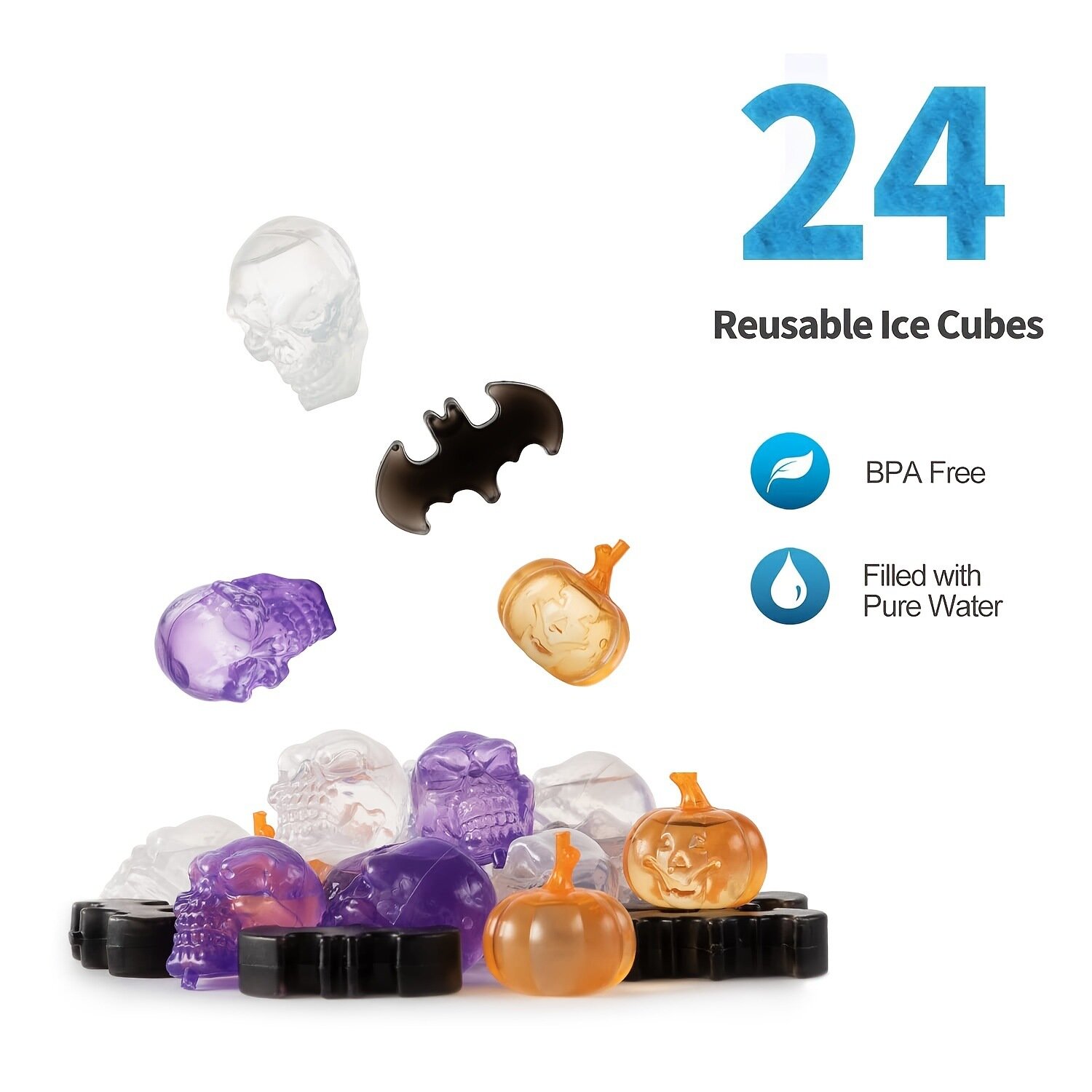 Прямые продажи с завода: 24 многоразовых пластиковых кубиков льда, летние кубики льда, различные формы, для баров и вечеринок