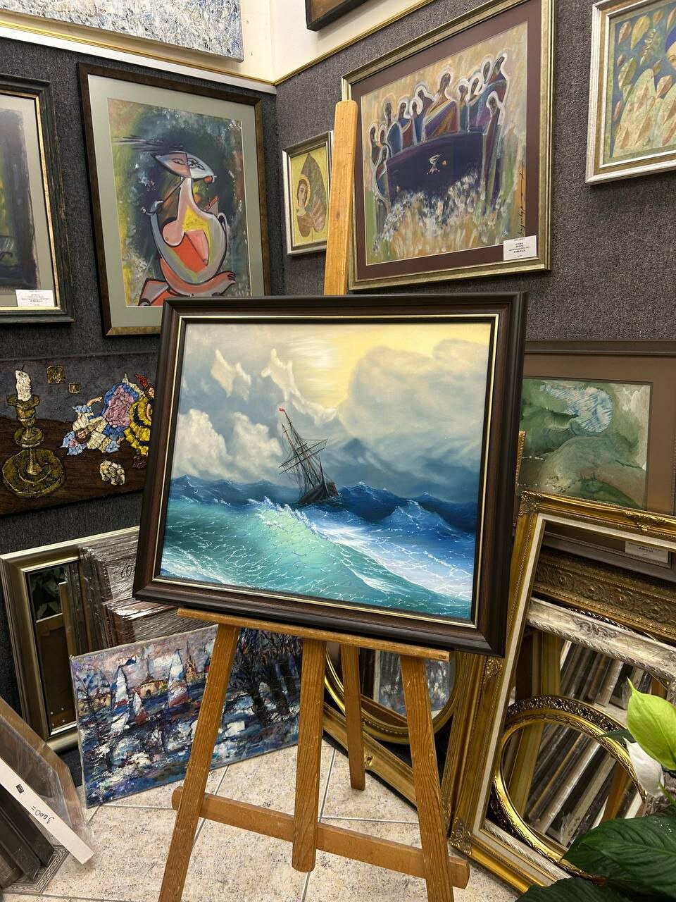 Копия картины Айвазовского "корабль В бурном море"50х60 см.