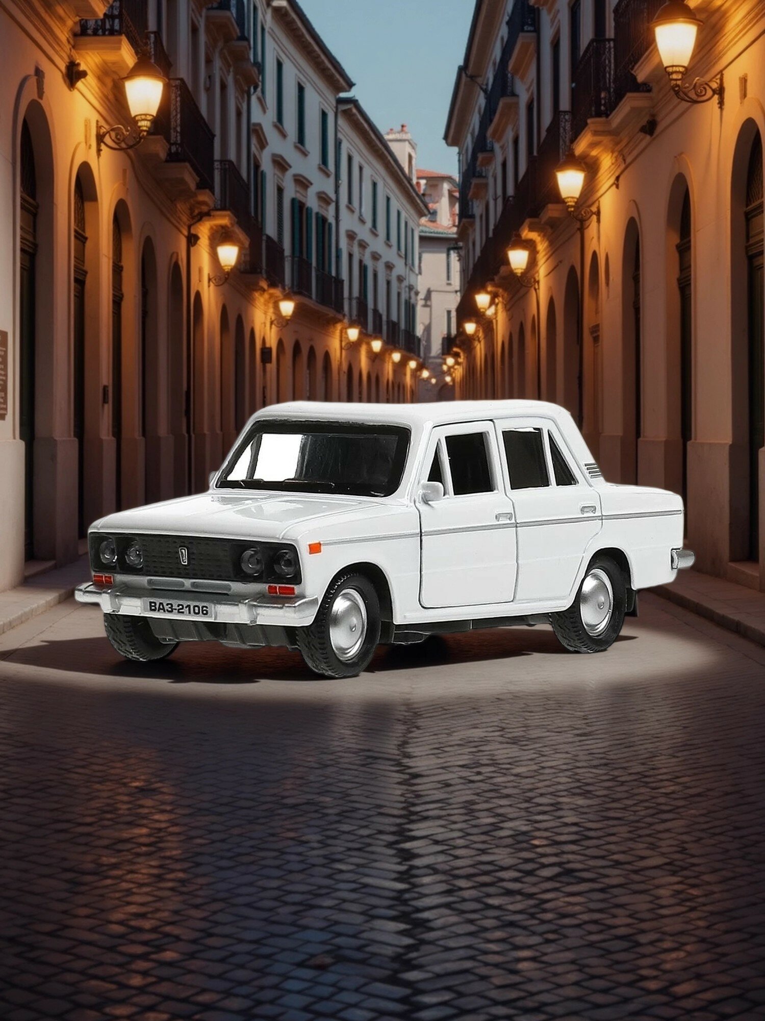 Машинка металлическая инерционная Технопарк ВАЗ-2106 Жигули, 12 см, белая