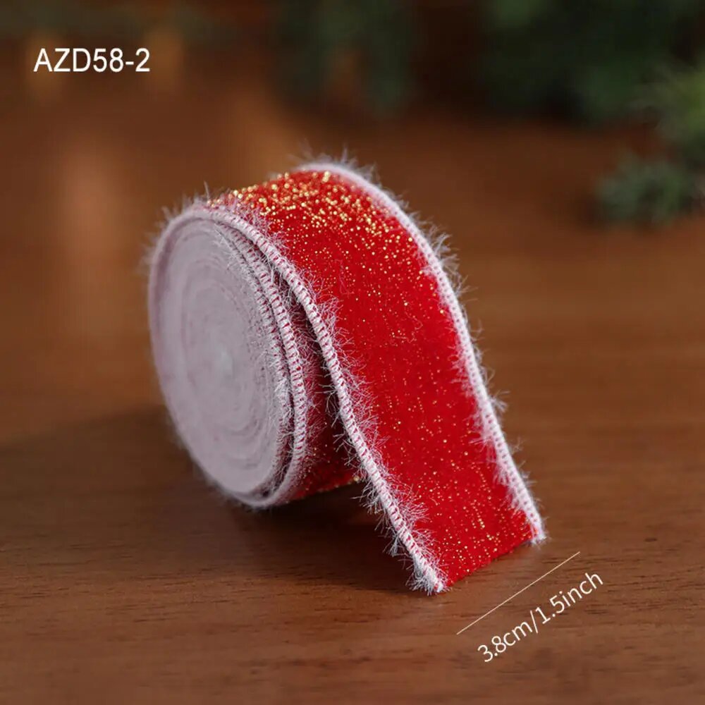 Рождественские ленты золотые, красные, полиэстер/хлопок, 2м Красный, 19