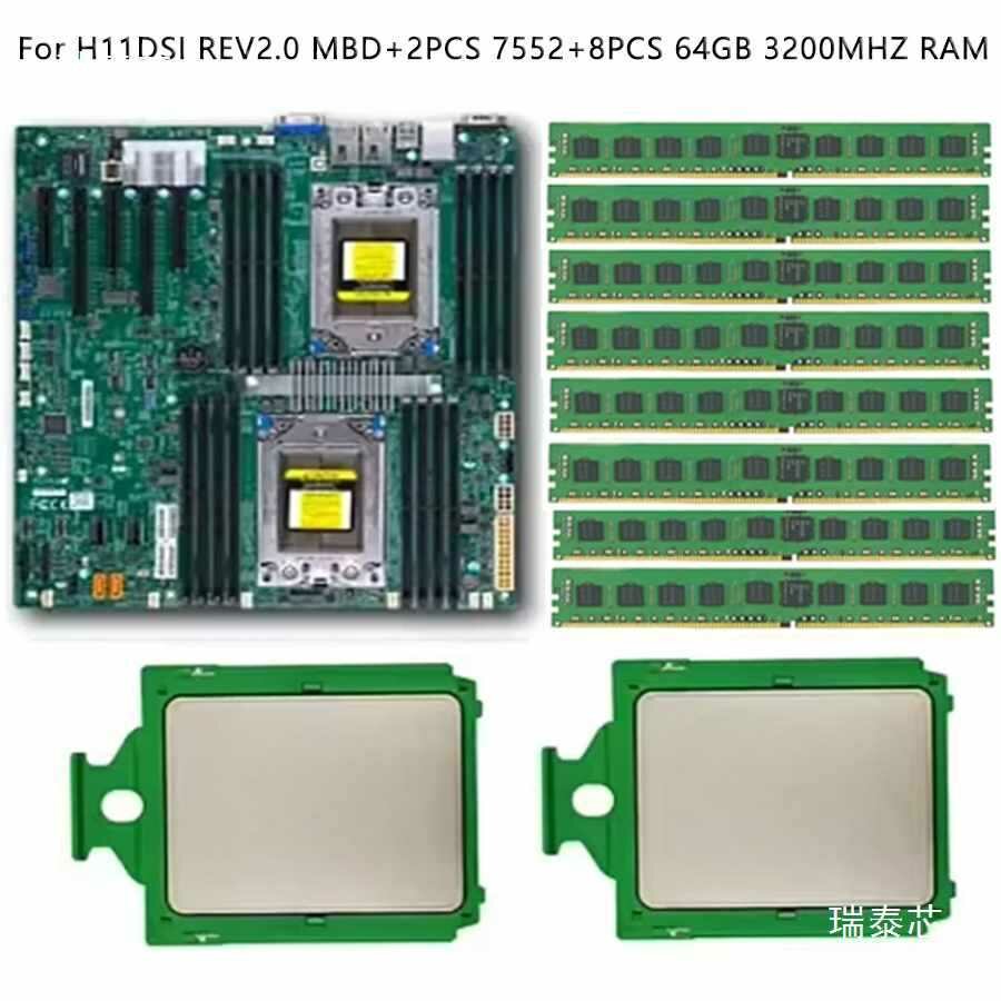 2u сервер SP3 процессор материнская плата комплект H11DSI MBD + 2шт 7K62 + 4шт 1