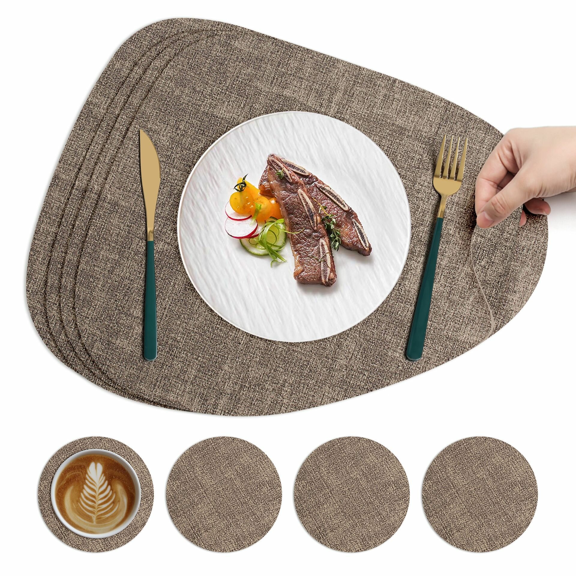 Скандинавский стиль INS Подставка для столовых приборов Кожаная термоизоляционная подложка Антиожоговая подложка Стол для обеда Высококачественная подложка Подставка для миски Подставка для тарелки Подставка для чашки чая