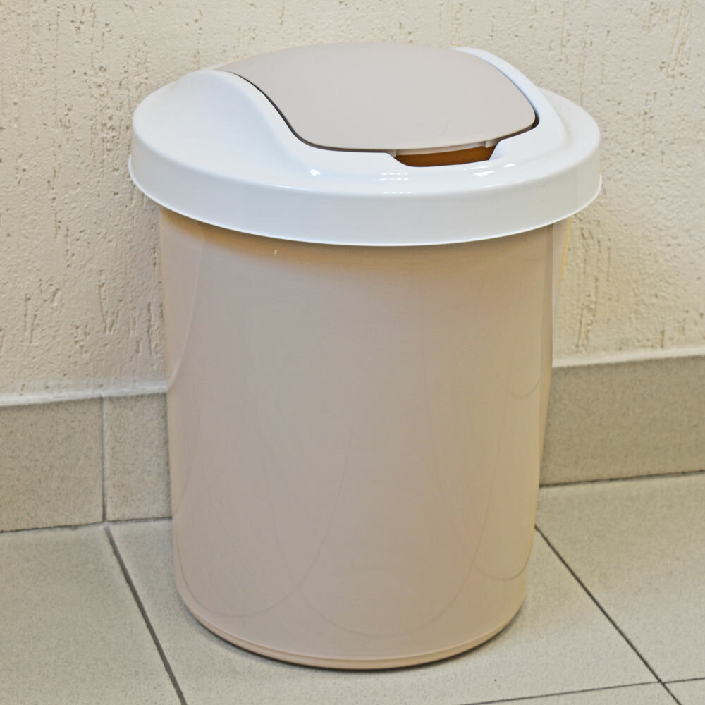 Контейнер для мусора 16л "Palm" круглый, бежевый