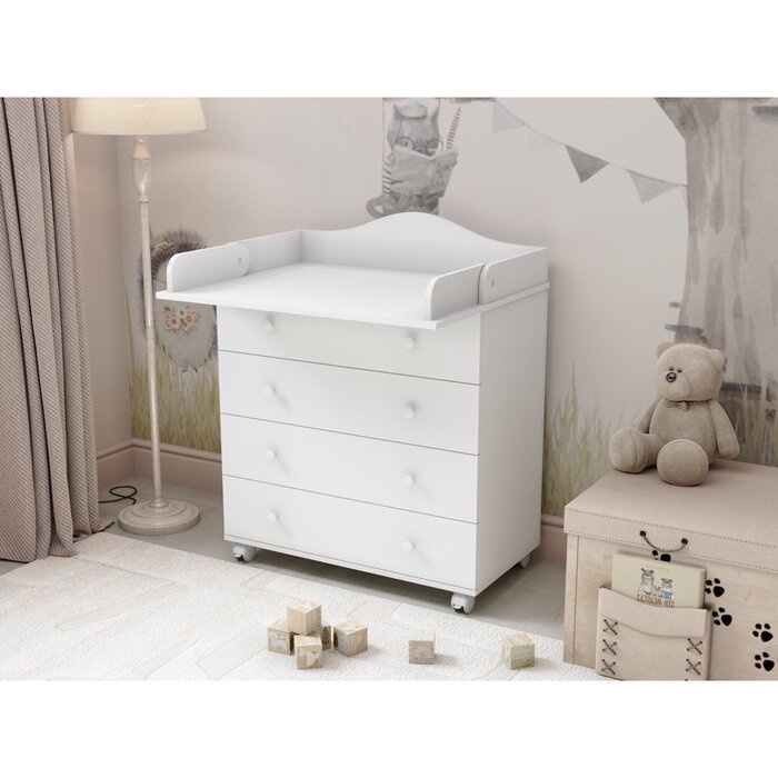 Комод пеленальный детский Classic с органайзером, 4 ящика, 84×103×45 см, белый