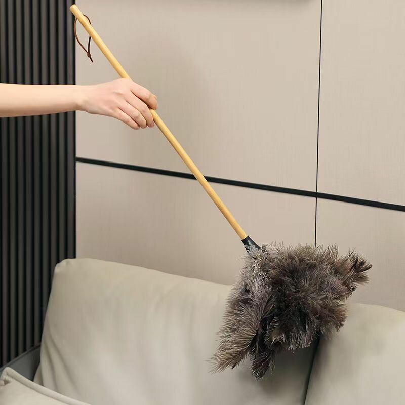 Пуховой метла из страусиных перьев для удаления пыли, утолщенная, не линяет, для домашней уборки, антистатическая пуховая метла