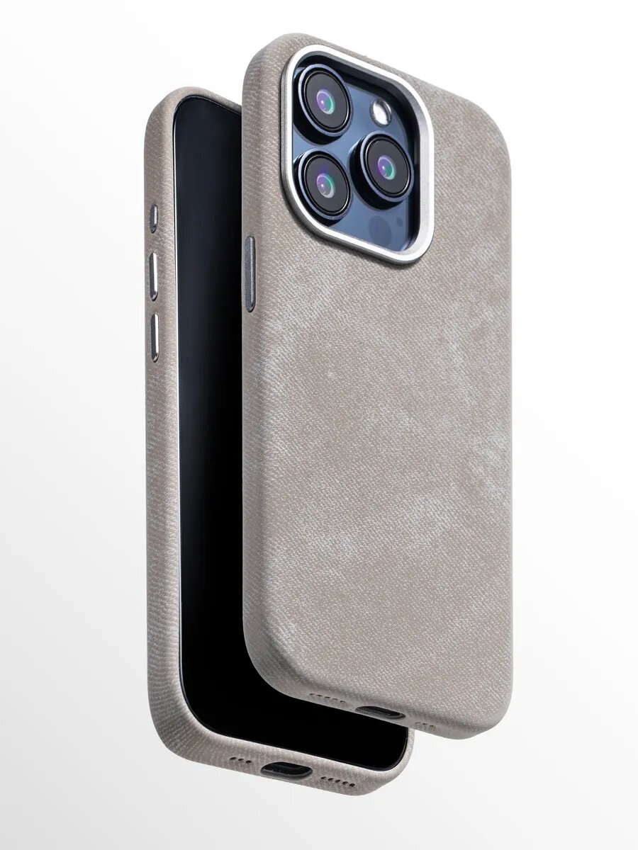 Чехол О'кейси, для iPhone 15 Pro, с защитой камеры, принт, серый