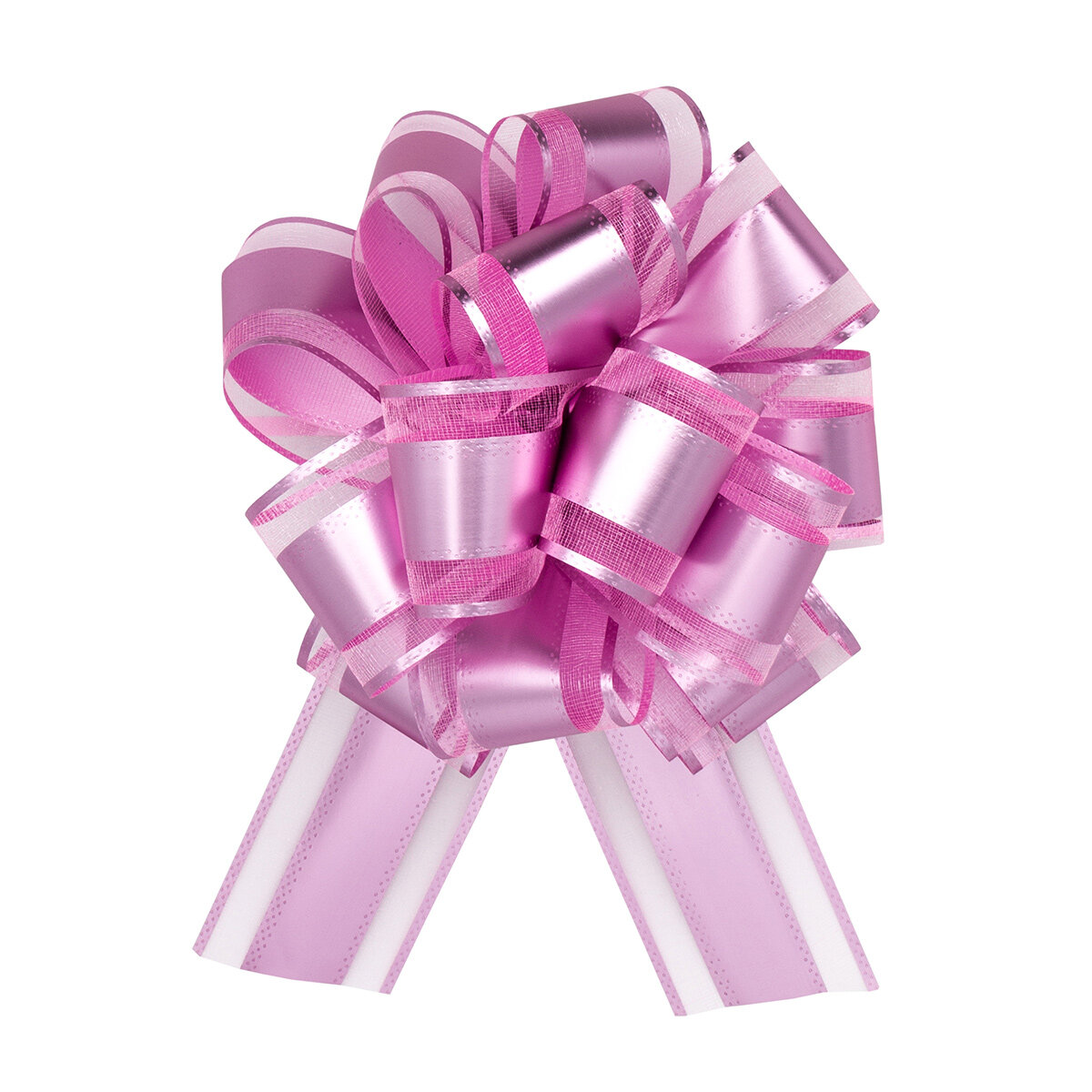 Бант 'Шар' для упаковки подарка, диаметр 14 см, ширина ленты 5 см, цвет светло-розовый, 1 шт/упак
